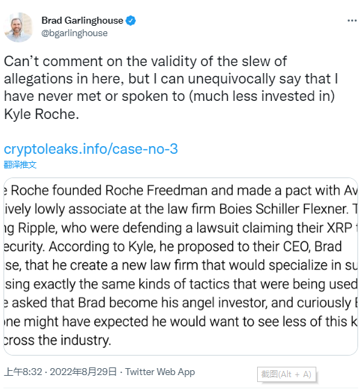 Ripple CEO：不认识也未投资过指控Ava Labs恶意竞争视频中的律师 - PANews