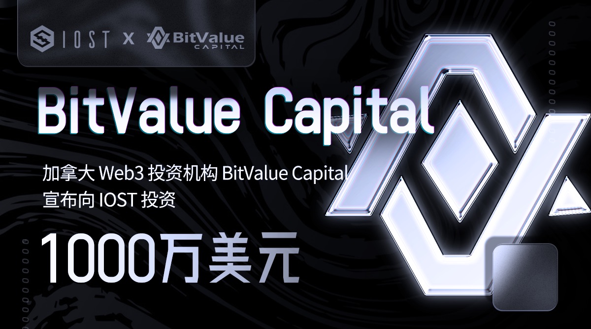 加拿大 Web3 投资机构 BitValue Capital 宣布向 IOST 投资1000万美元 | PANews